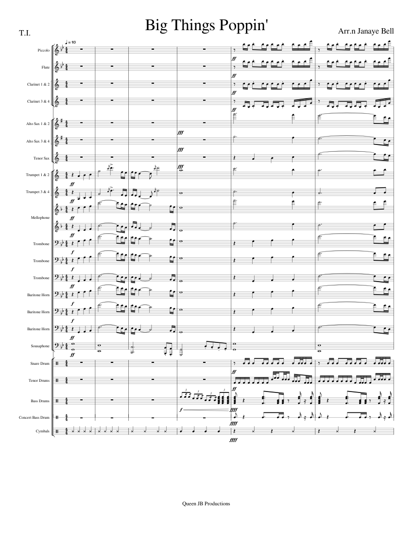 Big Things Poppin- T.I. Sheet music for Trombone, Tuba, Flute piccolo ...