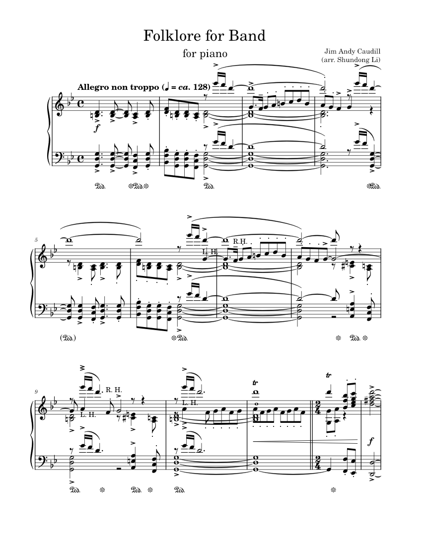 Folklore for Band – Jim Andy Caudill Sheet music for Piano (Solo ...
