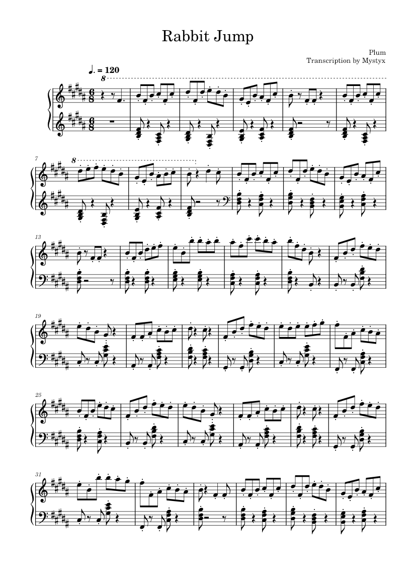 Rabbit Jump – Plum Sheet Music for Piano (Solo) | MuseScore.com