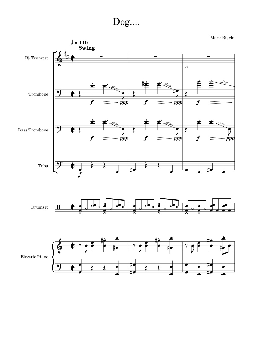 Dog.... Sheet music for Piano, Trombone, Tuba, Trombone bass & more ...