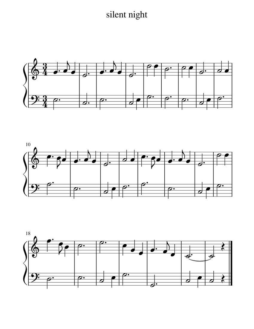 silent night Sheet music for Piano (Solo) Easy | Musescore.com