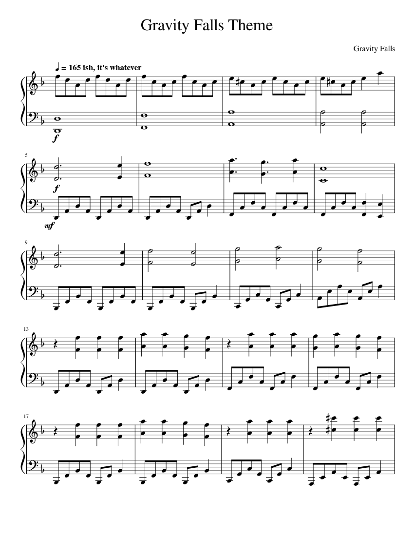 Gravity Falls Theme Sheet music for Piano (Solo) Easy | Musescore.com