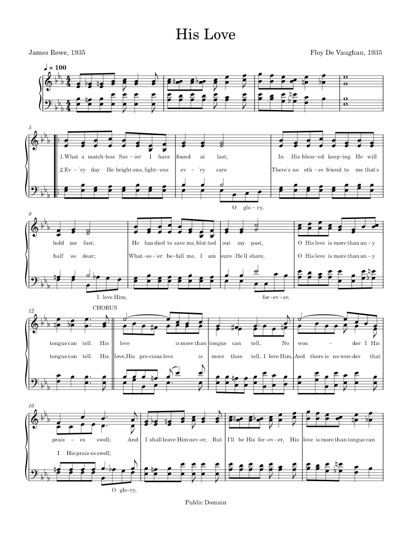 His Love Sheet music for Piano (Solo) | Musescore.com