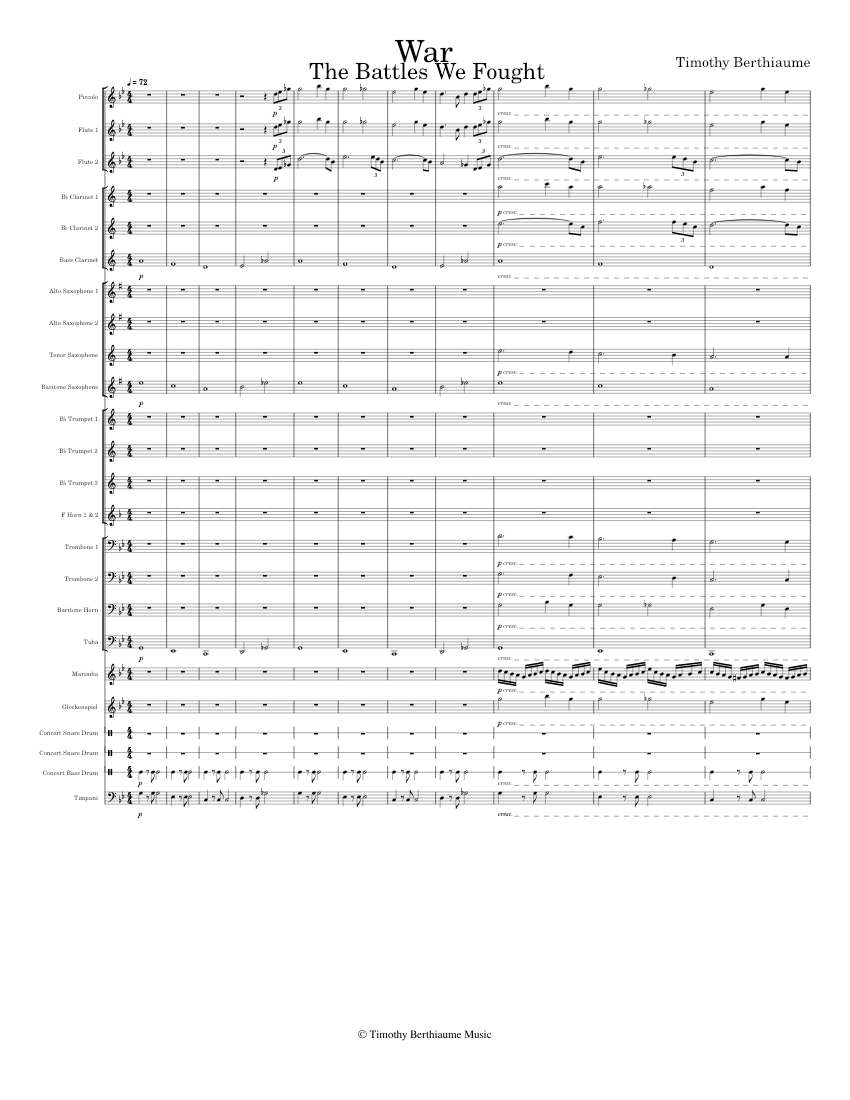 War Sheet music for Trombone, Tuba, Flute piccolo, Flute & more ...