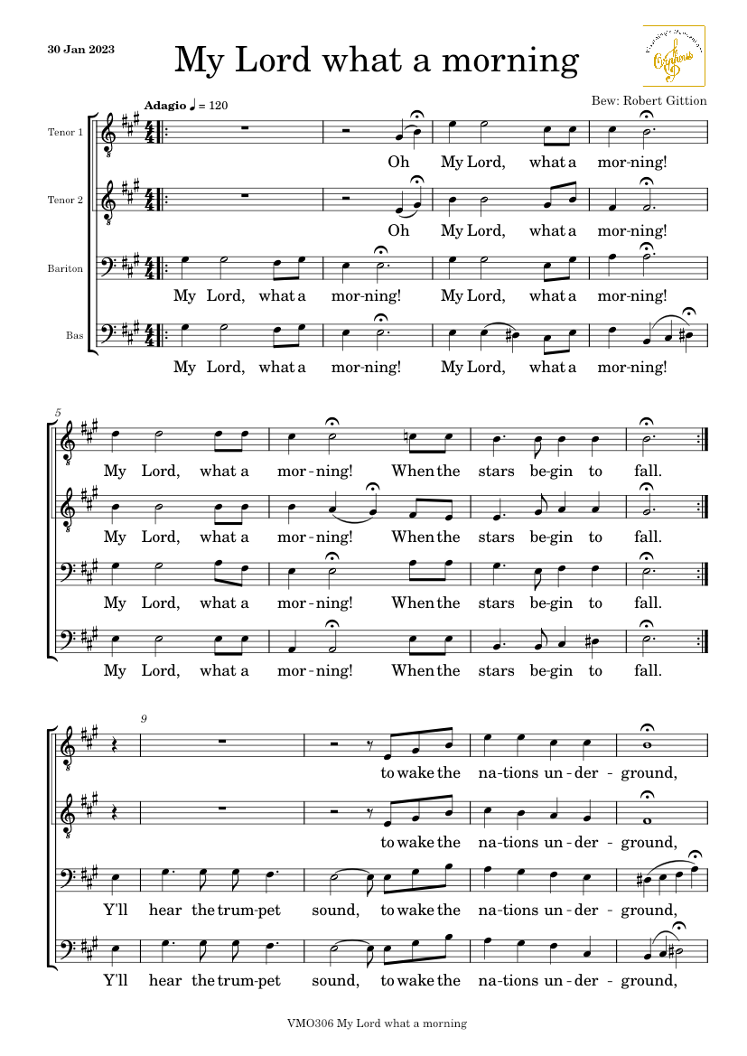 VMO306 My Lord What a Morning-TTBB Sheet music for Tenor, Bass voice ...