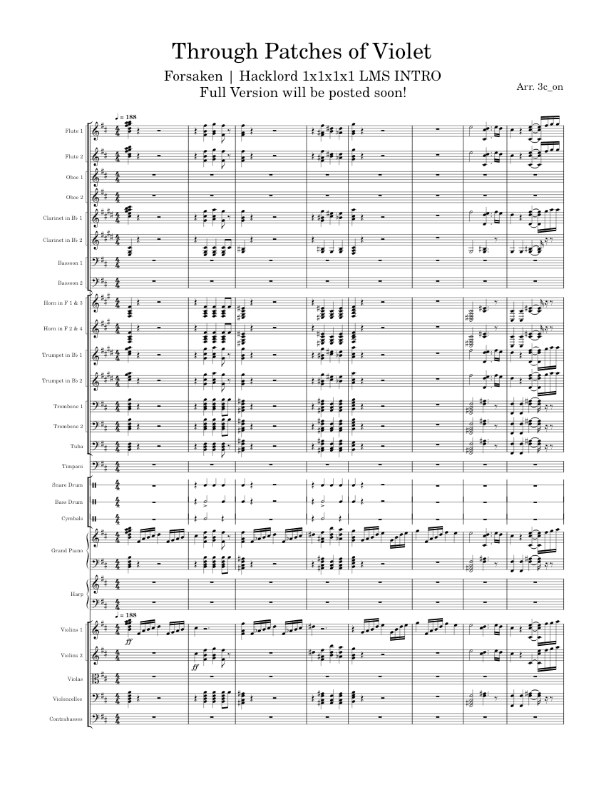 Through Patches of Violet INTRO FORSAKEN OST (HACKLORD LMS) Sheet Music for Piano, Trombone ...