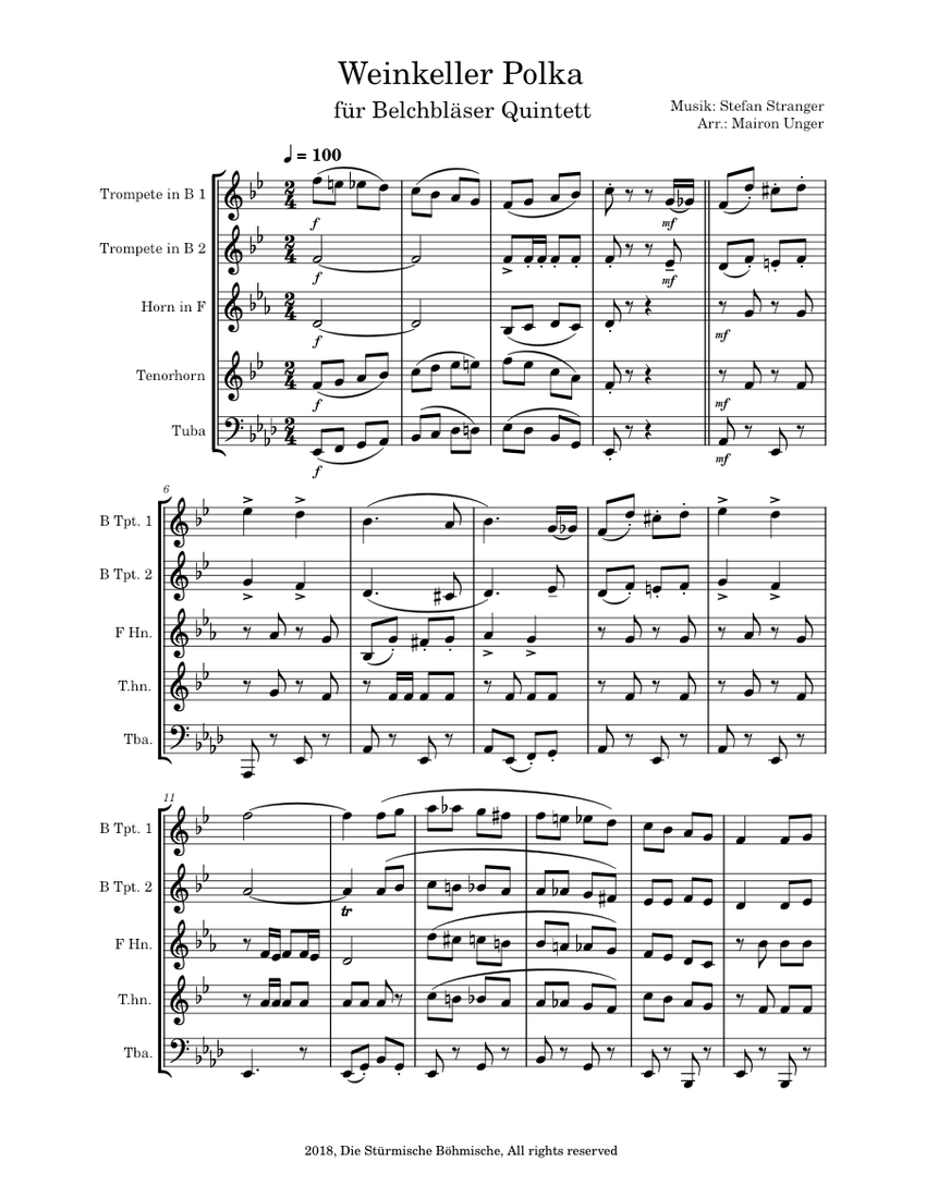 Weinkeller Polka – Stefan Stranger Sheet music for Tuba, Trumpet in b ...