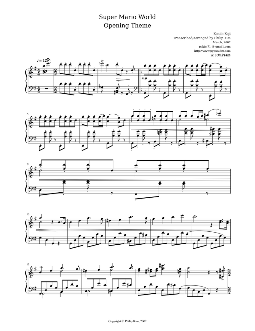 Super Mario World Theme Sheet music for Piano (Solo) | Musescore.com