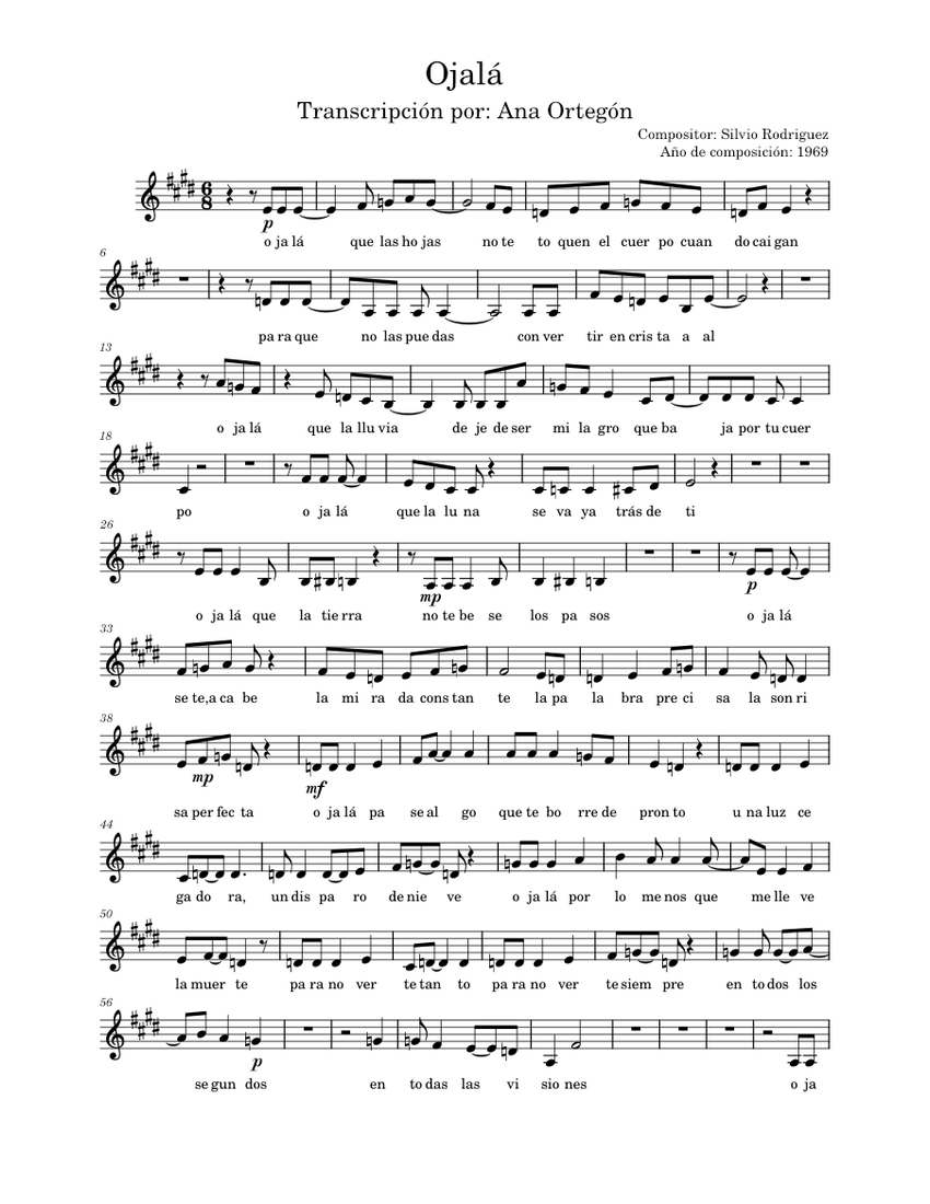 Ojalá Sheet music for Piano (Solo) Easy | Musescore.com