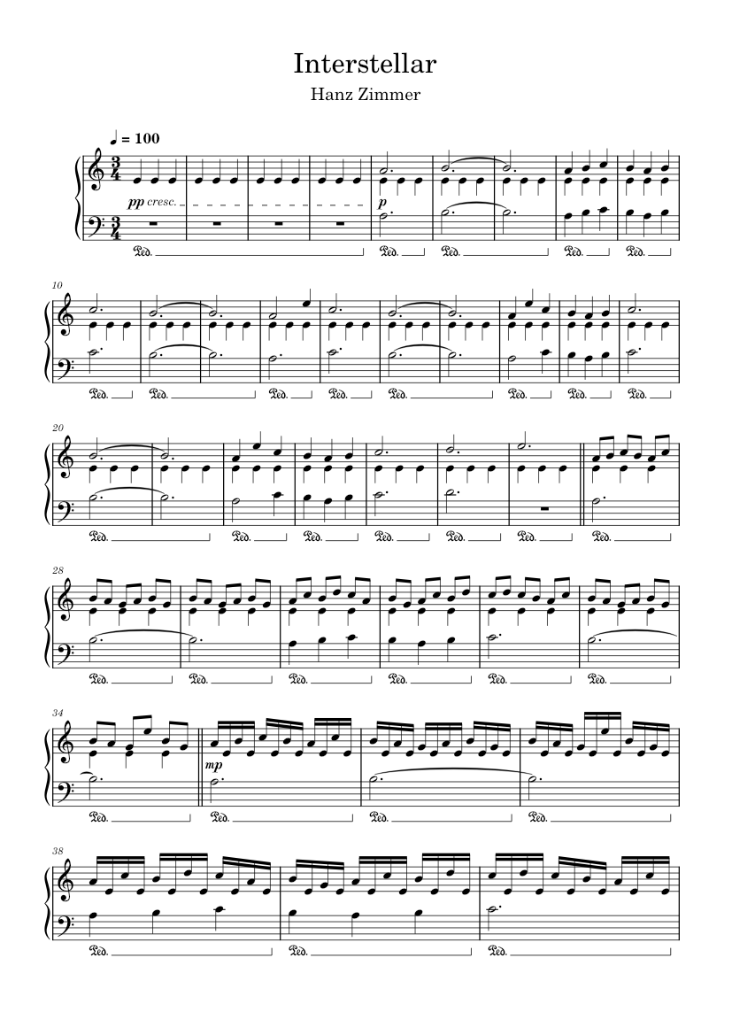 Interstellar – Hans Zimmer Interstellar Sheet music for Piano (Solo) | Musescore.com