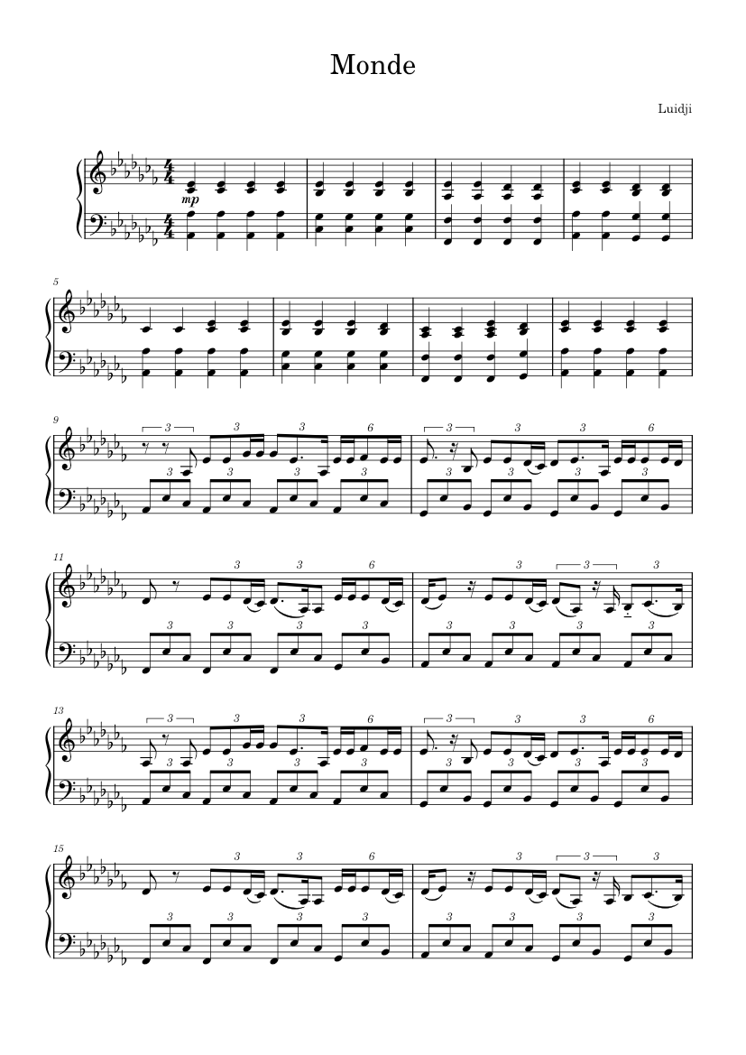 Monde – luidji Sheet Music for Piano (Solo) | MuseScore.com