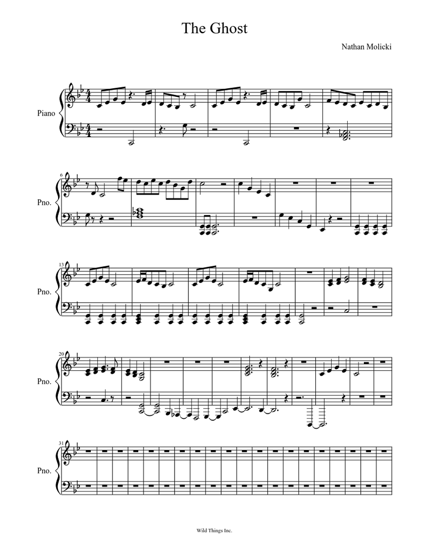 The Ghost Sheet music for Piano (Solo) | Download and print in PDF or ...