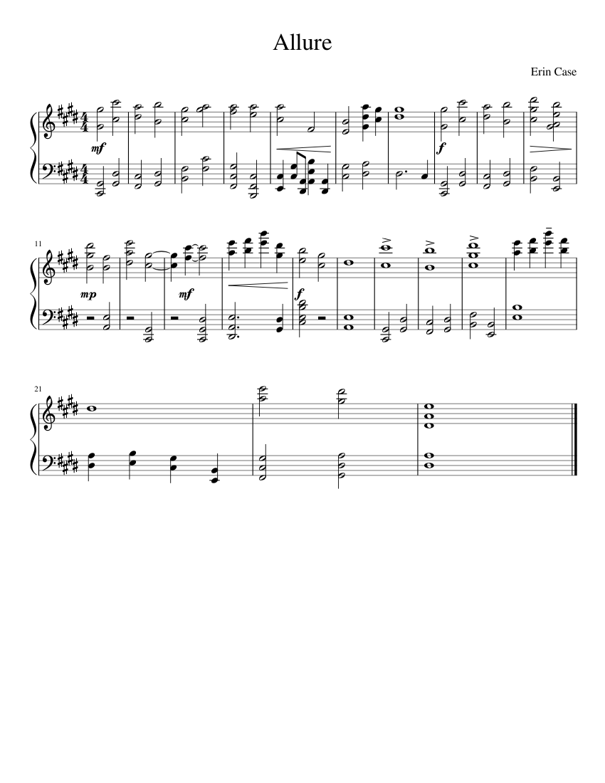 Allure Sheet music for Piano (Solo) Easy | Musescore.com