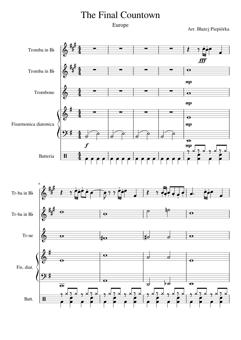 The Final Countown LZB Sheet music for Trombone, Accordion, Trumpet in ...