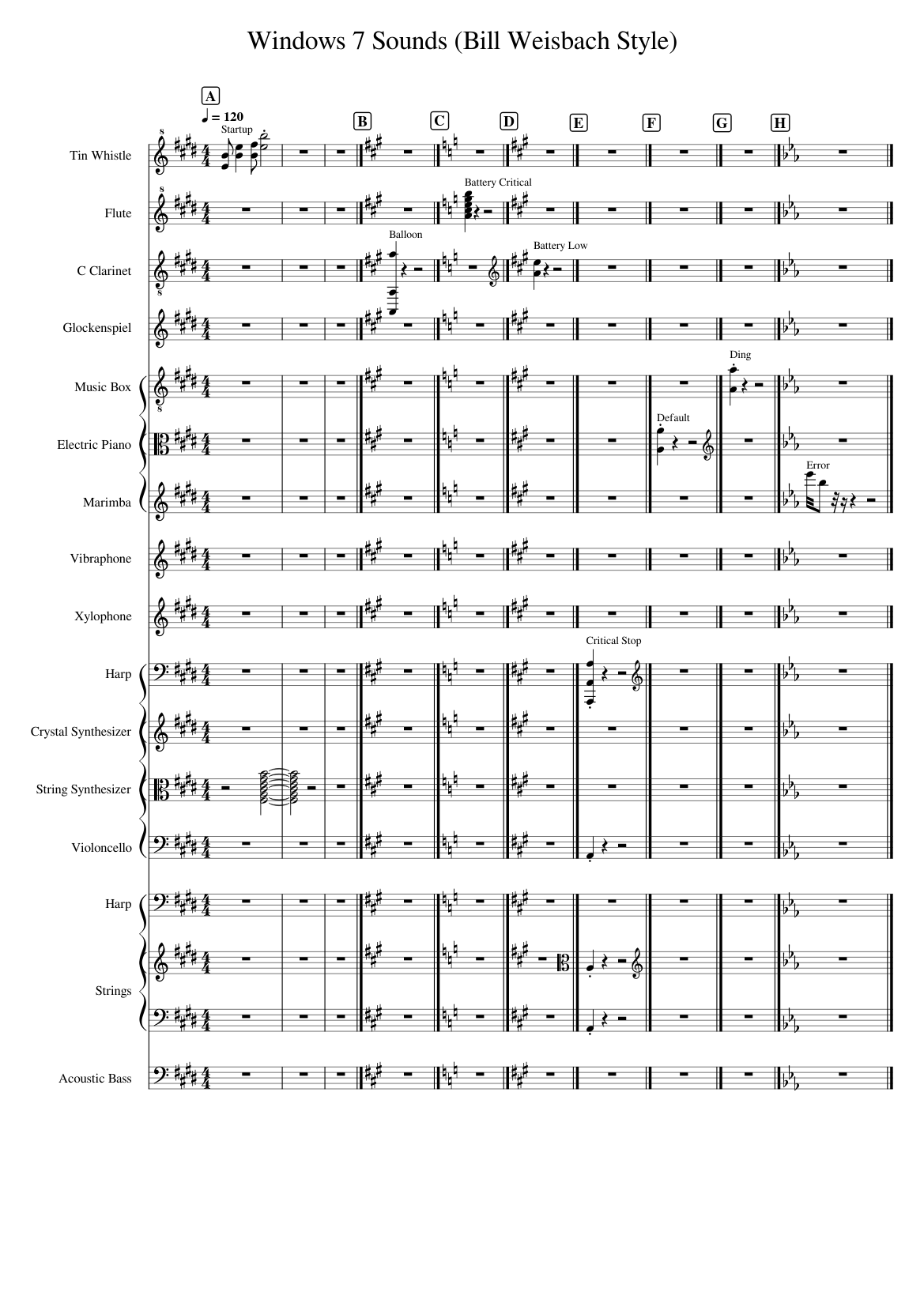 Windows 7 Sounds (Bill Weisbach Style) Sheet music for Piano, Celesta ...