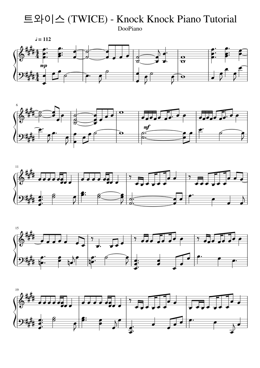 트와이스 (TWICE) - Knock Knock Piano Tutorial Sheet Music for Piano (Solo) | MuseScore.com