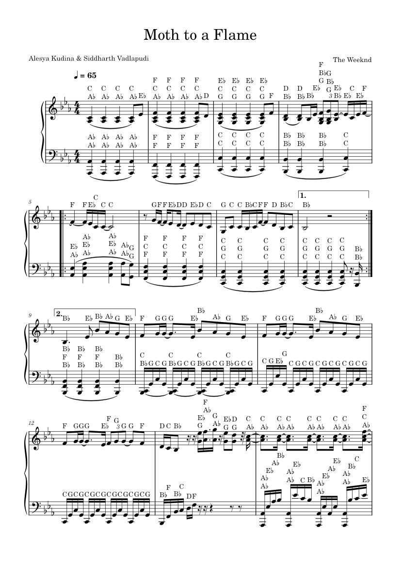 Moth to a Flame – The Weeknd Sheet music for Piano (Solo) | Musescore.com