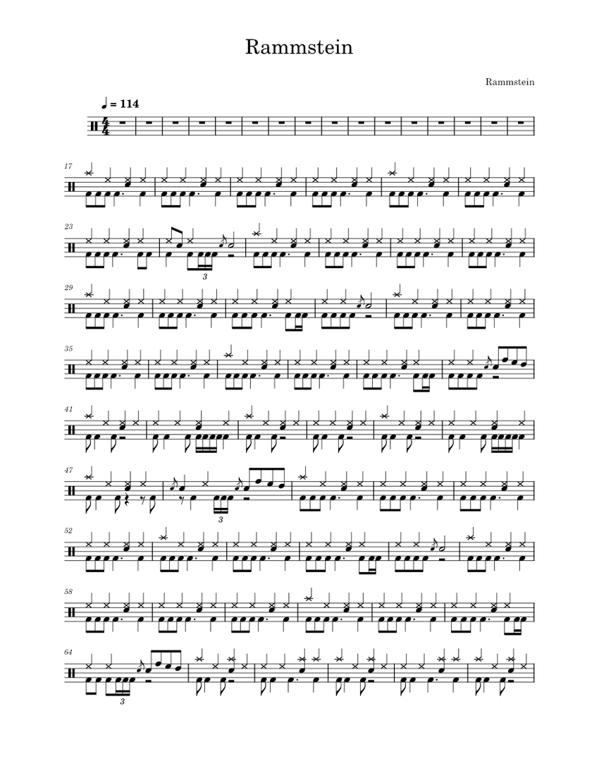 Rammstein – Rammstein Sheet music for Drum group (Solo) | Musescore.com