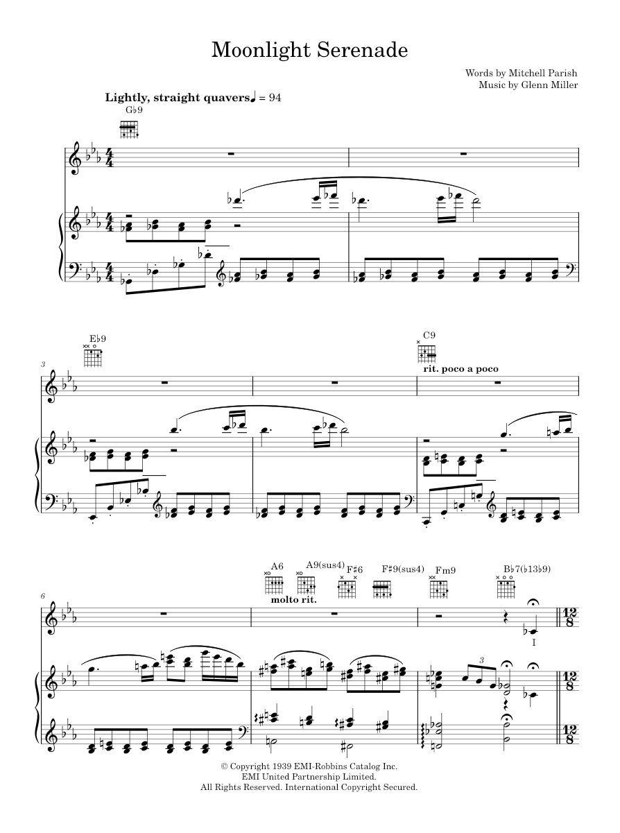 moonlight serenade Sheet music for Piano, Vocals by Frank Sinatra ...