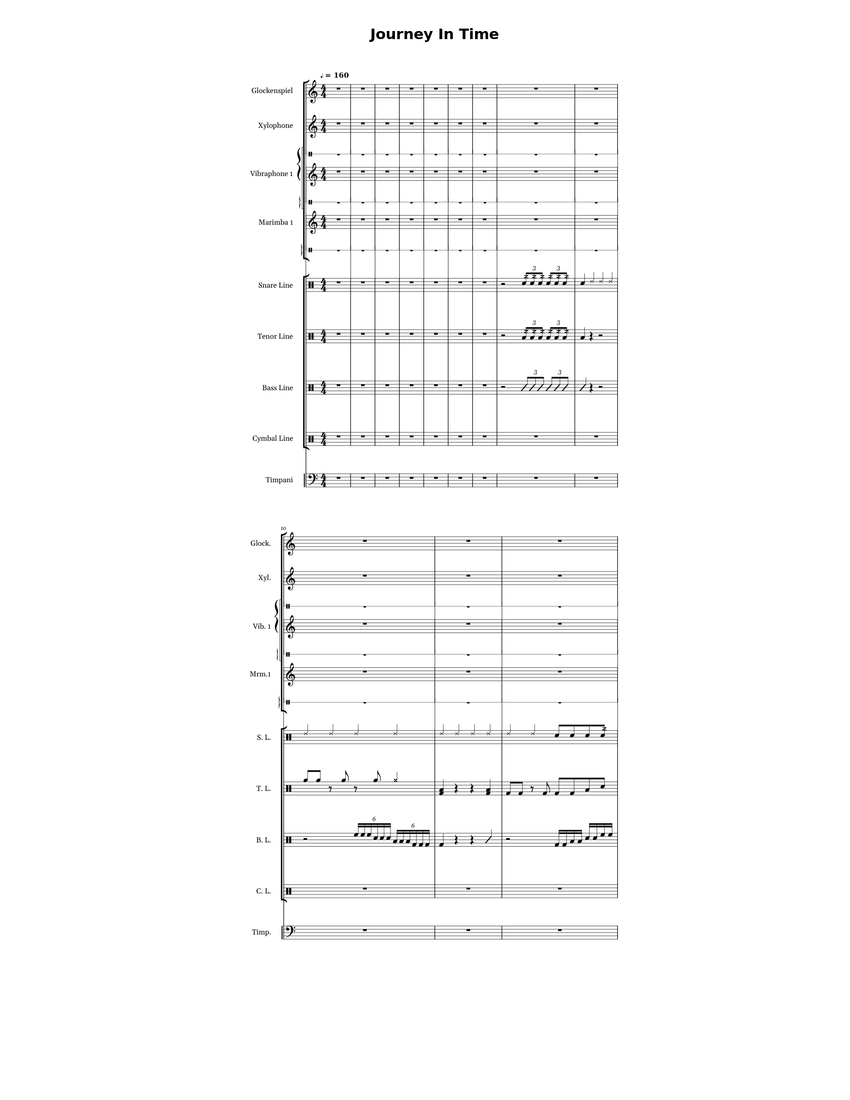 Journey In Time Sheet music for Timpani, Vibraphone, Glockenspiel, Snare drum & more instruments ...