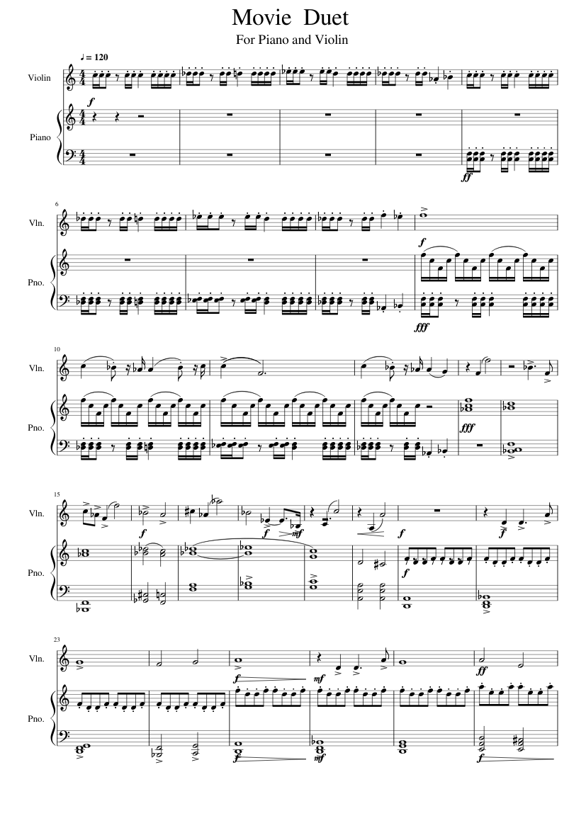 Movie Duet Sheet Music for Piano, Violin (Solo) | MuseScore.com