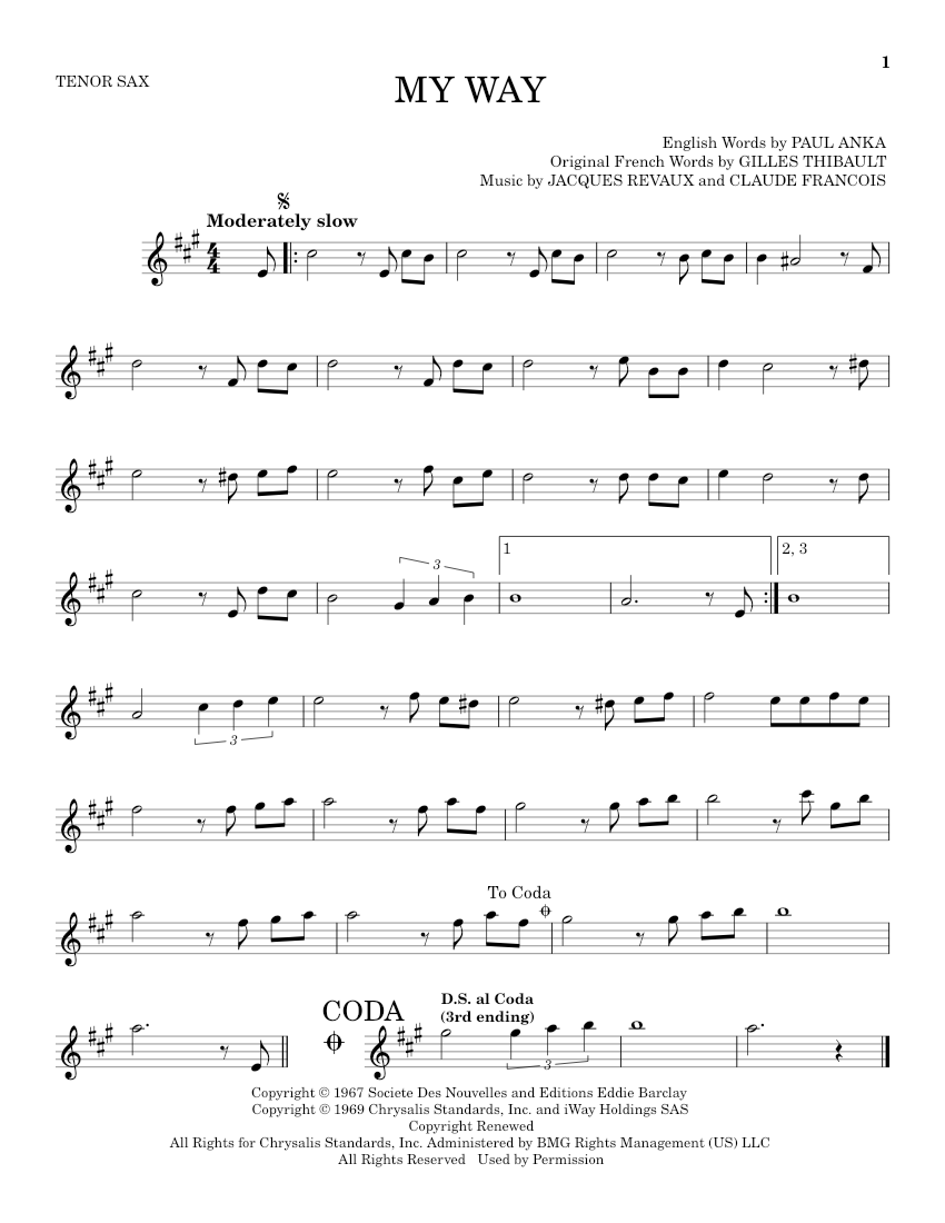 Play Official version of My way Sheet Music by Frank Sinatra for ...