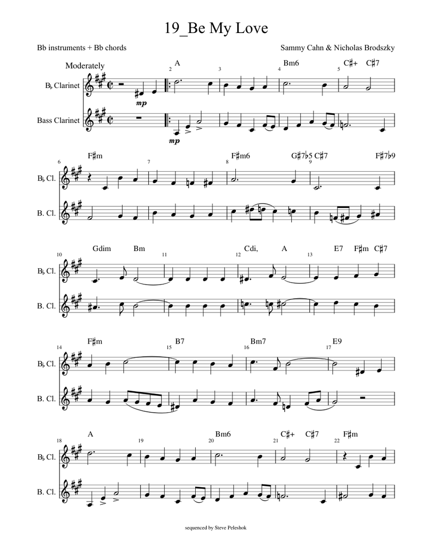 19_Be My Love Sheet music for Clarinet bass, Woodwinds (other ...