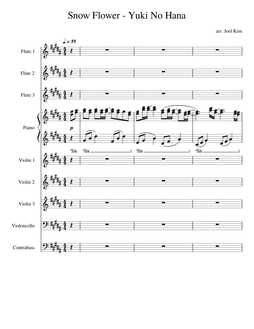Snow_Flower_-_Yuki_No_Hana Sheet Music for Piano, Flute, Contrabass, Violin & more instruments ...