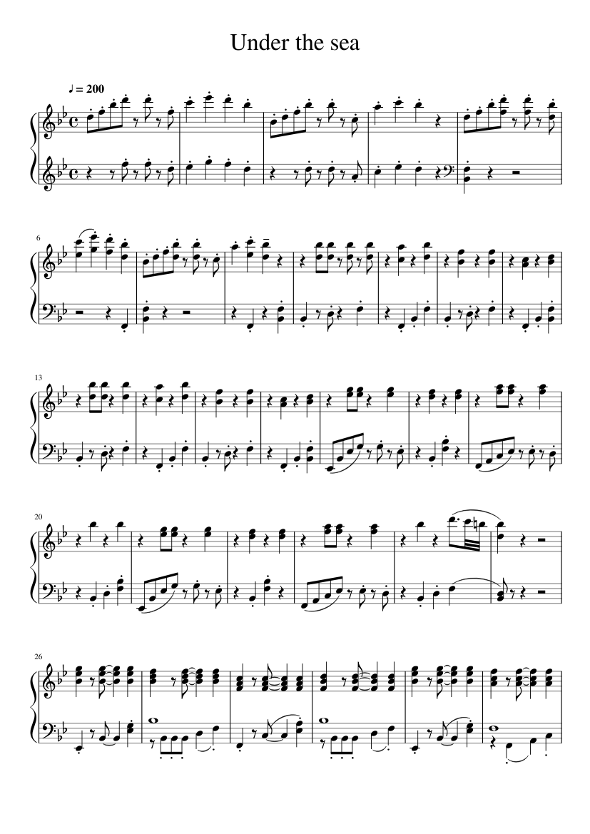 Under the sea Sheet Music for Piano (Solo) | MuseScore.com