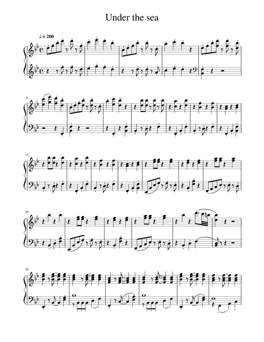 Under the sea Sheet music for Piano (Solo) | Musescore.com