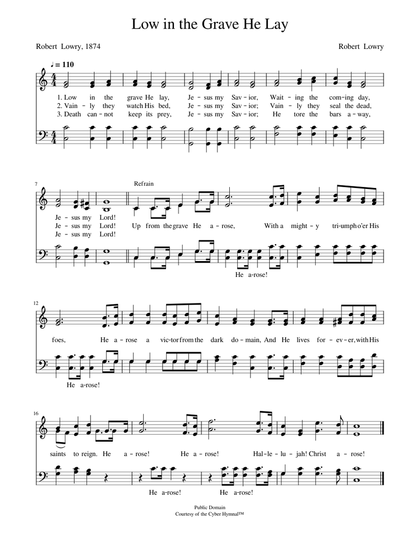Low in the grave he lay - Robert Lowry Sheet music for Piano (Piano Duo) | Musescore.com