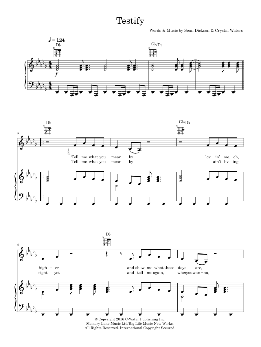 Play Official version of Testify (featuring Crystal Waters) sheet music ...