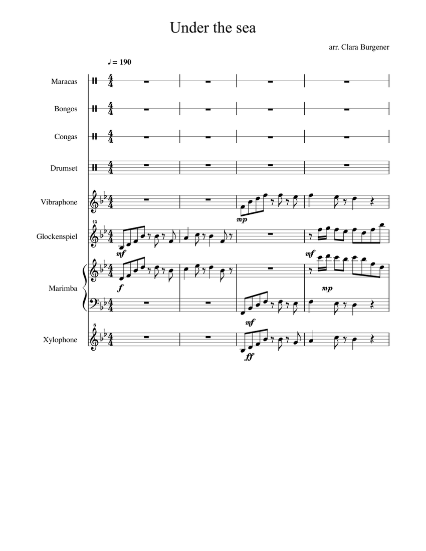 Under the Sea Sheet music for Piano, Saxophone alto, Trumpet in b-flat ...