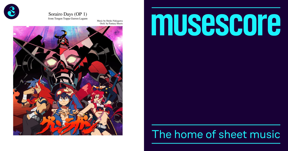 Tengen Toppa Gurren Lagann - Sorairo Days (OP 1) Sheet music for ...