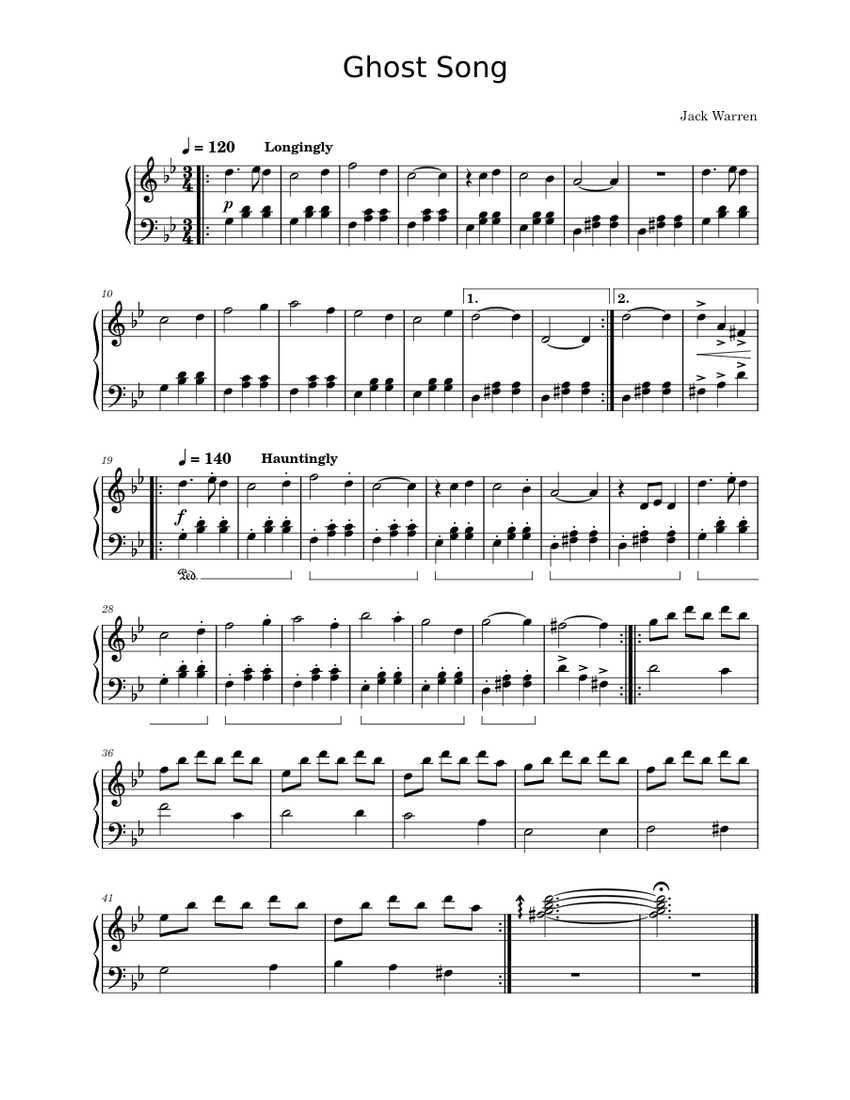Ghost Song Sheet music for Piano (Solo) Easy | Musescore.com