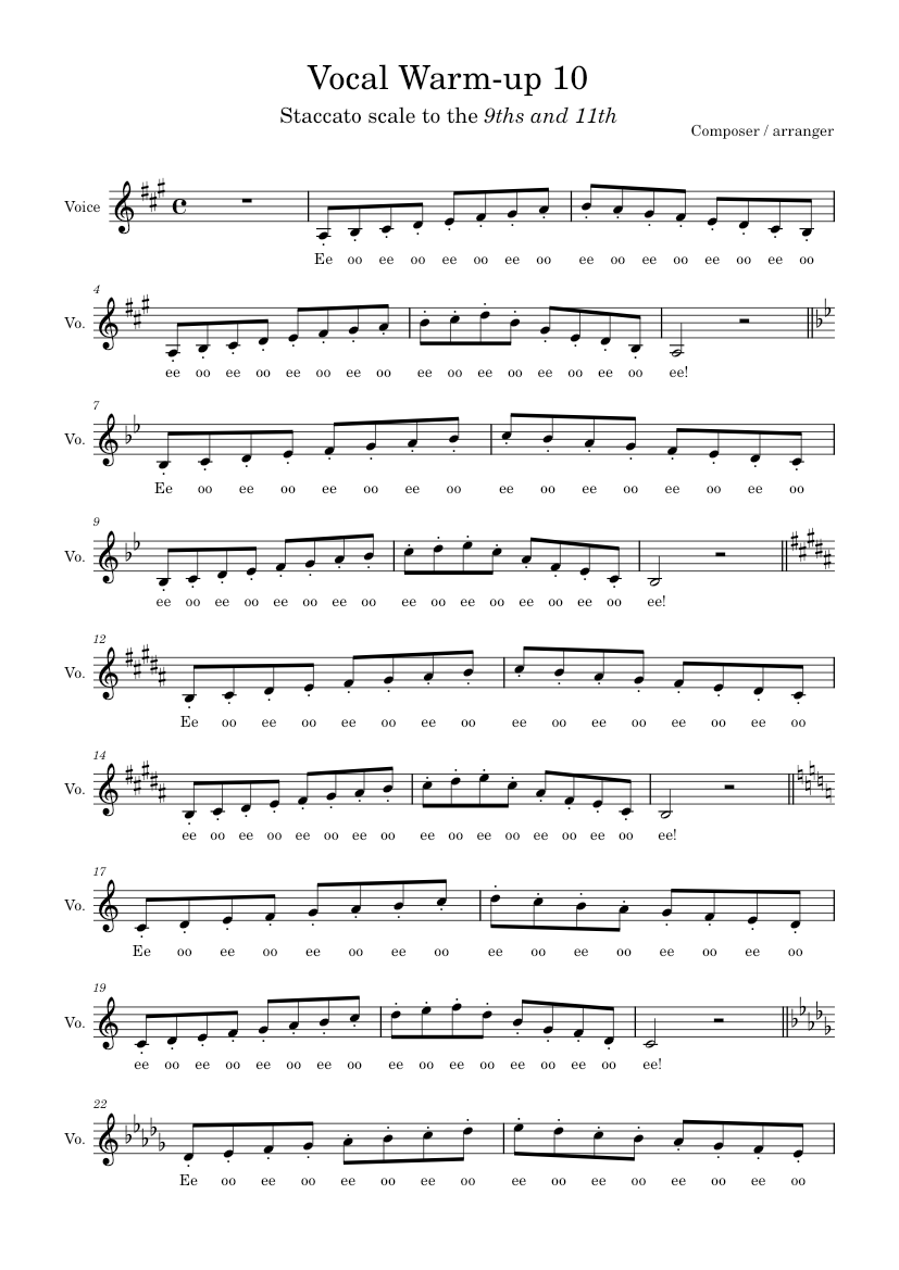 Vocal Warm-up 10 Sheet Music for Piano, Voice (other) (Choral ...