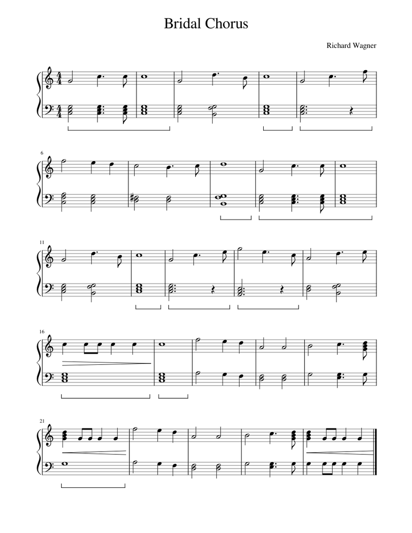 Bridal Chorus – Richard Wagner Sheet music for Piano (Solo) | Musescore.com