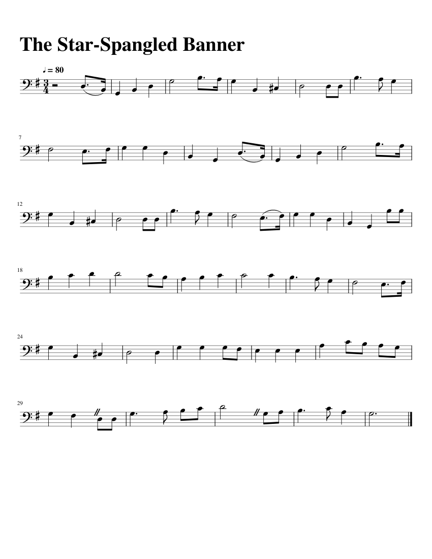 The Star-Spangled Banner (2) Sheet music for Cello (Solo) | Musescore.com