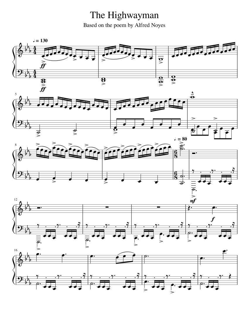 The Highwayman Sheet music for Piano (Solo) | Musescore.com