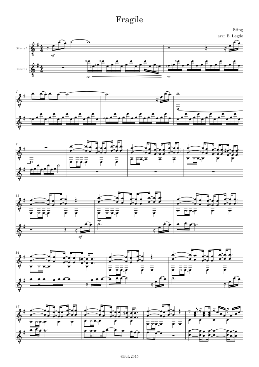 Fragile – Sting Sheet music for Guitar (Mixed Duet) | Musescore.com
