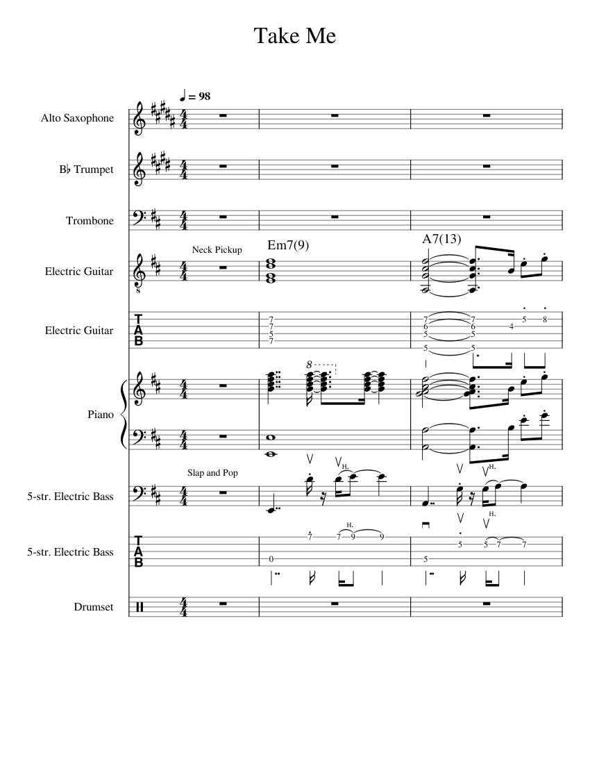 Take Me – Casiopea Take Me Sheet Music and Tab with Chords for Piano ...