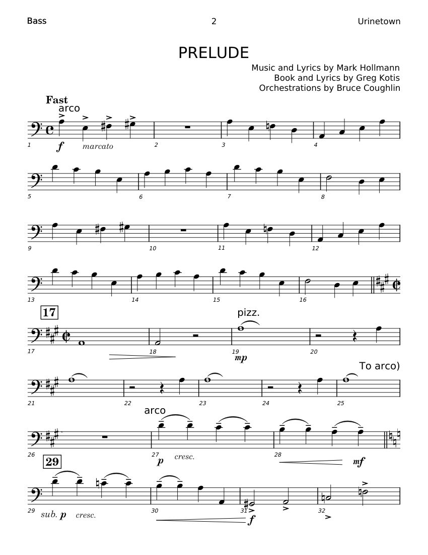 Prelude - Mark Hollmann Sheet music for Contrabass (Solo) | Musescore.com