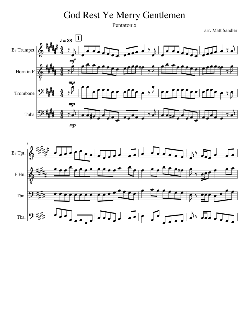 God Rest Ye Merry Gentlemen Sheet music for Trombone, Tuba, Trumpet in ...