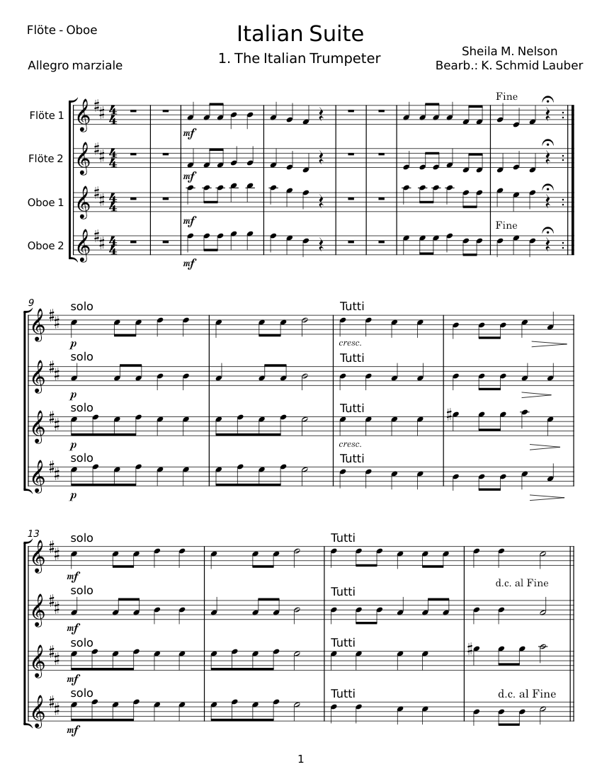 Italian Suite - Sheila M. Nelson Sheet Music for Flute, Oboe (Mixed ...