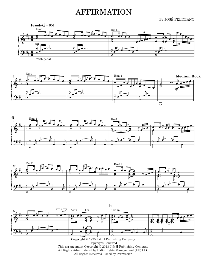 affirmation Sheet music for Piano by George Benson Official | MuseScore.com