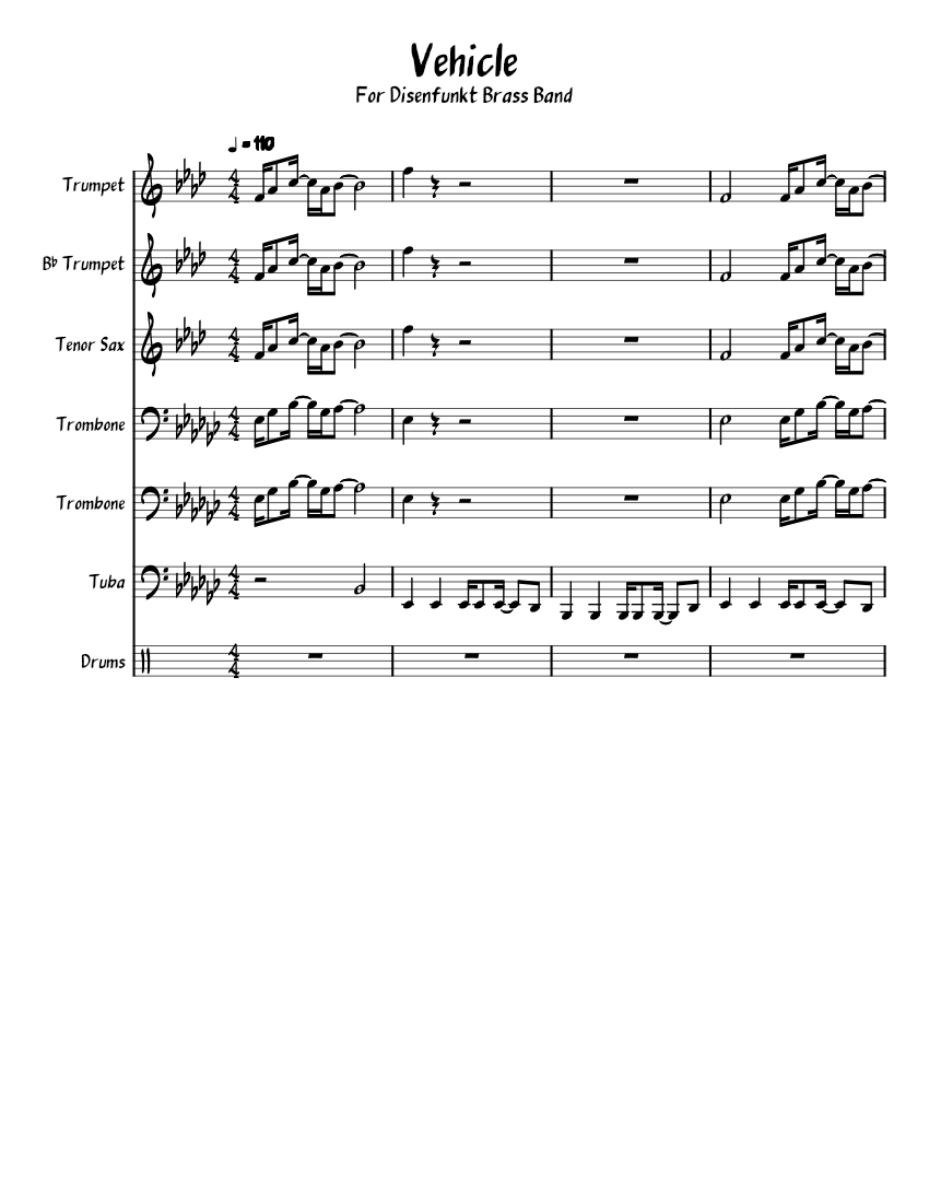 Vehicle Sheet music for Trombone, Tuba, Saxophone tenor, Trumpet in b ...