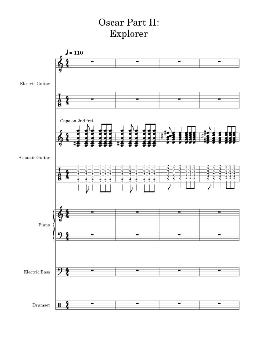 Oscar Part II: Explorer Sheet music for Piano, Guitar, Bass guitar ...