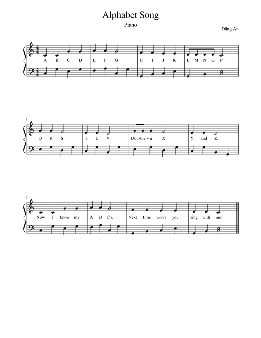 Alphabet Song Sheet music for Piano (Solo) Easy | Musescore.com