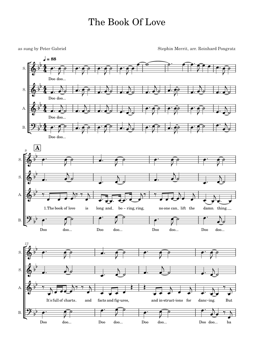 The Book Of Love - Peter Gabriel Sheet music for Soprano, Alto, Bass ...
