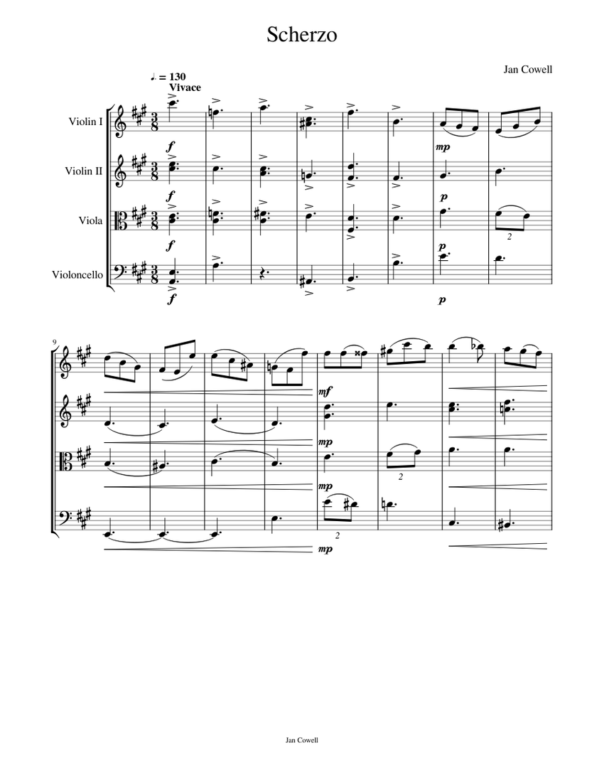 Scherzo - A Level Set Brief Composition Sheet music for Violin, Viola ...